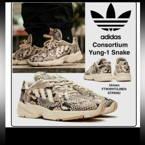 adidas | Shoes | Adidas Yung Snake Pattern Sneakers In Cream And Tan ...